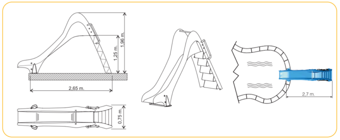 Wasserrutschbahn gerade - Augusta Pool - Pools und Wellness für Zuhause